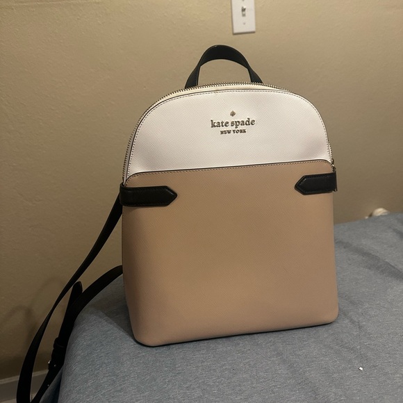 kate spade | Bags | Kate Spade Tan And White Backpack With Structured ...